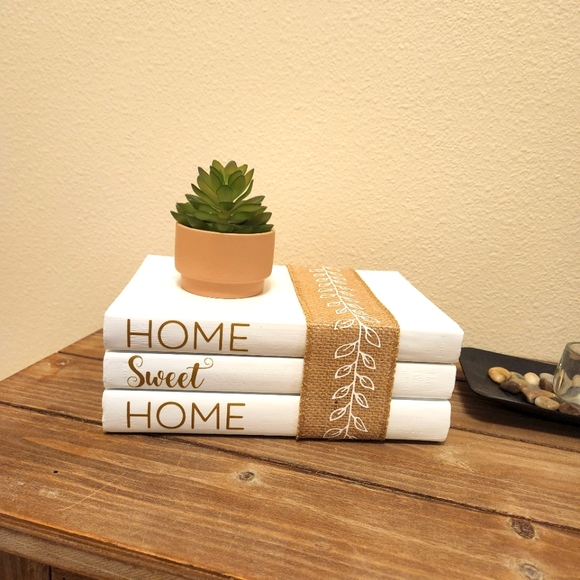 Margie's Things | Accents | Home Sweet Home White Decorative Book Stack ...